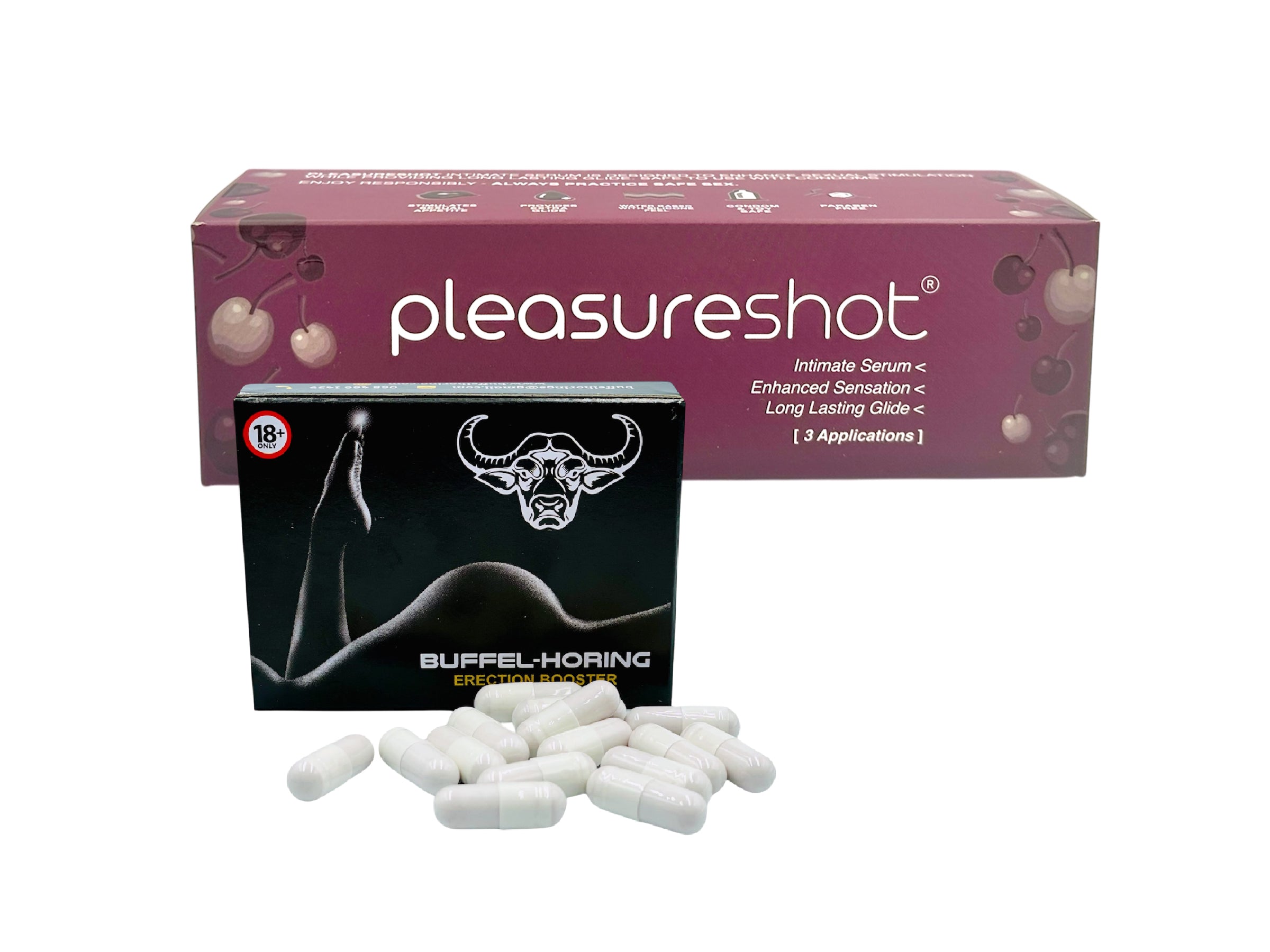 Pleasureshot 3's & Buffel-Horing 15 Capsules Combo – Pharma2U